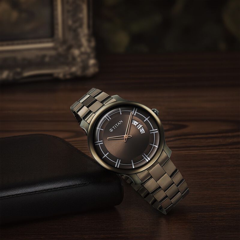 Buy Online Titan Clasique Slim Quartz Analog with Date Green Dial ...