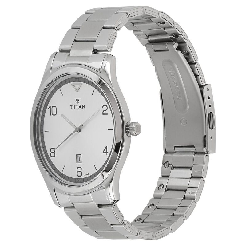 Buy Online Titan Workwear White Dial Analog with Date Stainless Steel ...