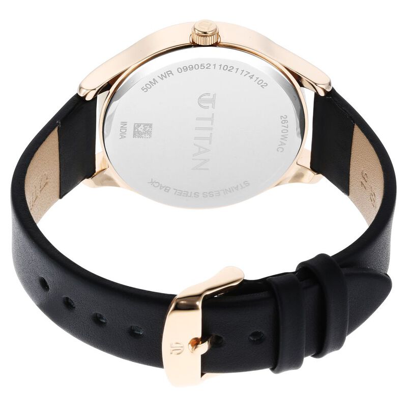 Buy Online Titan Wander Black Dial Analog Leather Strap watch for Women ...