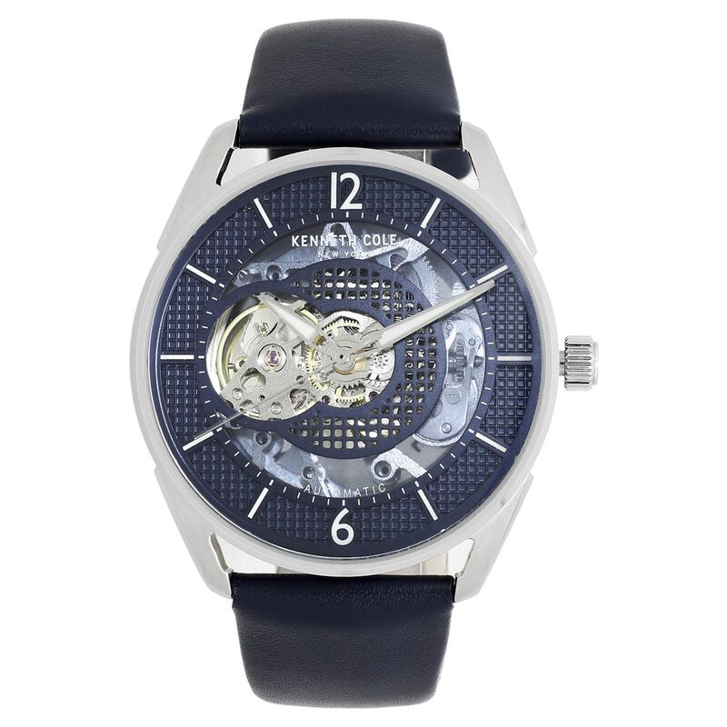 Buy Online Kenneth Cole Automatic Blue Dial Leather Strap Watch for Men ...