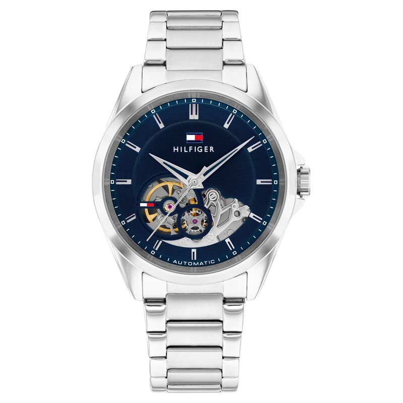 Buy Online Tommy Hilfiger Automatic Automatic Blue Dial Silver ...