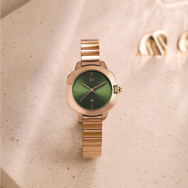 Buy Online Fastrack Vyb Seeker Quartz Analog Green Dial Metal Strap ...
