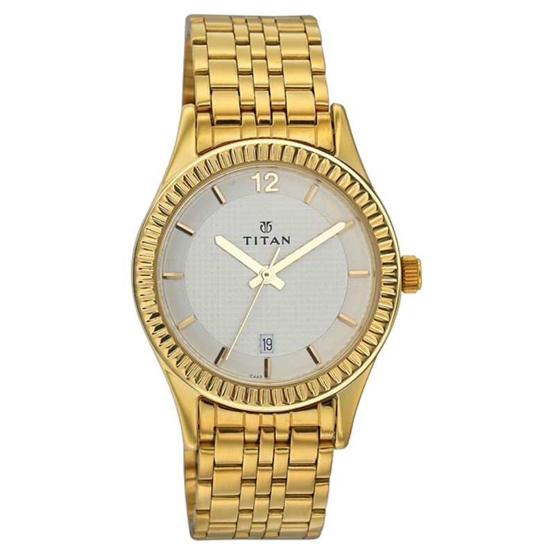 Buy Online Titan Metal Analog with Date White Dial Stainless Steel ...