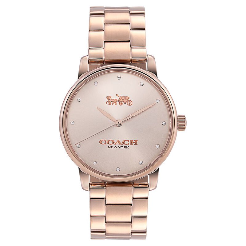Buy Online Coach Quartz Analog Rose Gold Dial Stainless Steel Strap ...