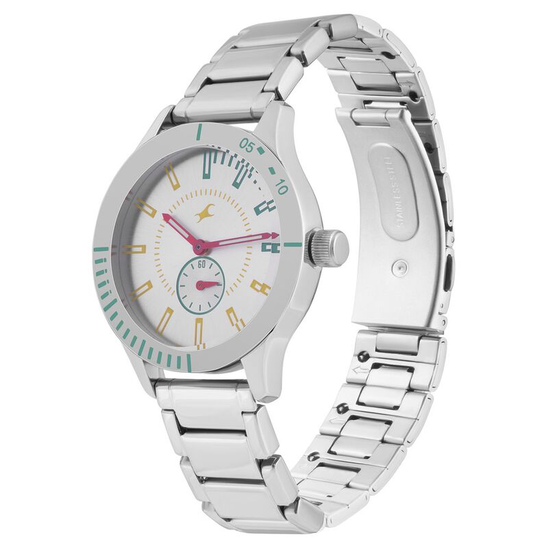 Buy Online Fastrack Silver Dial Quartz Analog Watch for Girls ...