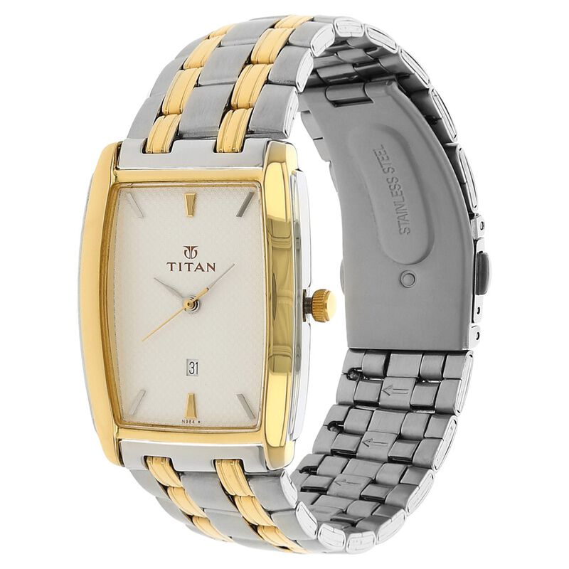 Buy Online Titan Silver Dial Analog with Date Stainless Steel Strap ...
