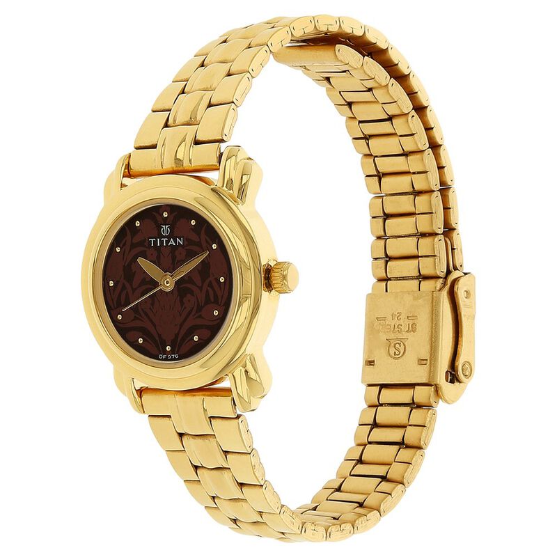 Buy Online Titan Quartz Analog Brown Dial Stainless Steel Strap Watch ...