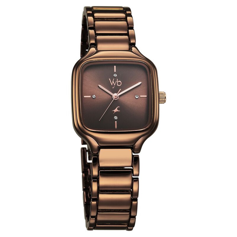 Buy Online Fastrack Vyb Minimalist Quartz Analog Brown Dial Metal Strap Watch For Girls ...