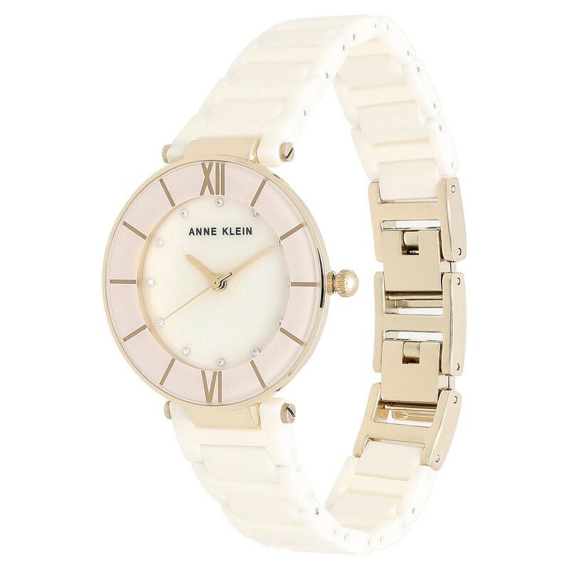 Buy Online Anne Klein Quartz Analog Pink Dial Ceramic Strap Watch for ...