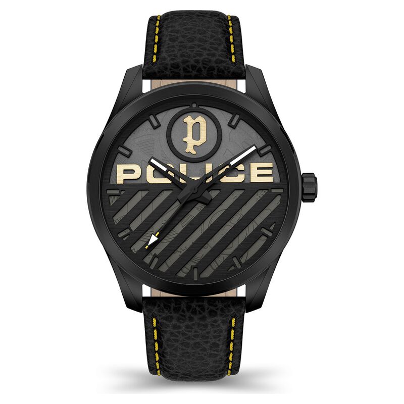 Buy Online Police Quartz Multifunction Yellow Dial Leather Strap Watch ...