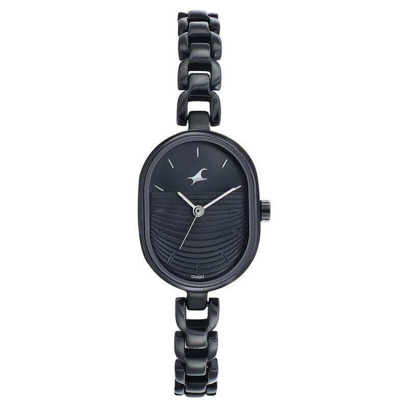 Buy Online Fastrack Style Up Black Dial Metal Strap Watch for Girls ...