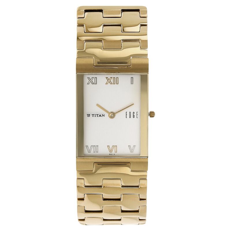 Buy Online Titan Edge Quartz Analog White Dial Golden Stainless Steel ...