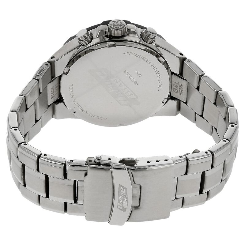 Buy Online Titan Quartz Chronograph Black Dial Stainless Steel Strap ...