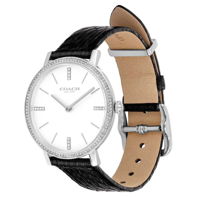 Buy Online Coach Quartz Analog White Dial Leather Strap Watch for Women ...