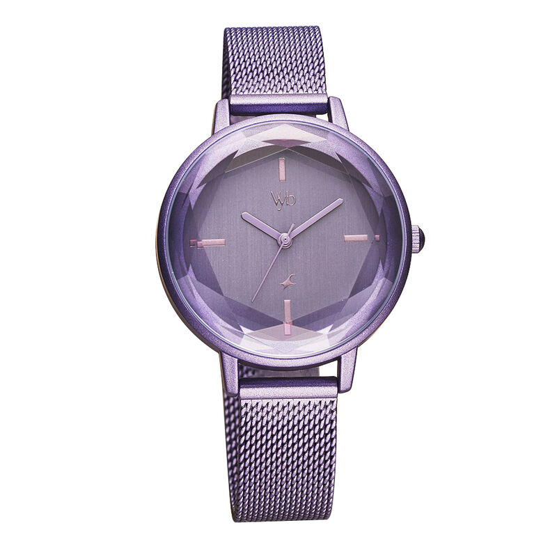 Buy Online Fastrack Vyb Aurora Quartz Analog Purple Dial Stainless ...