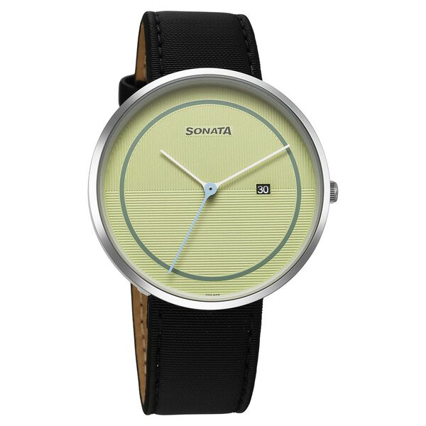 Buy Online Sonata Ascent Quartz Analog with Date Green Dial Leather ...