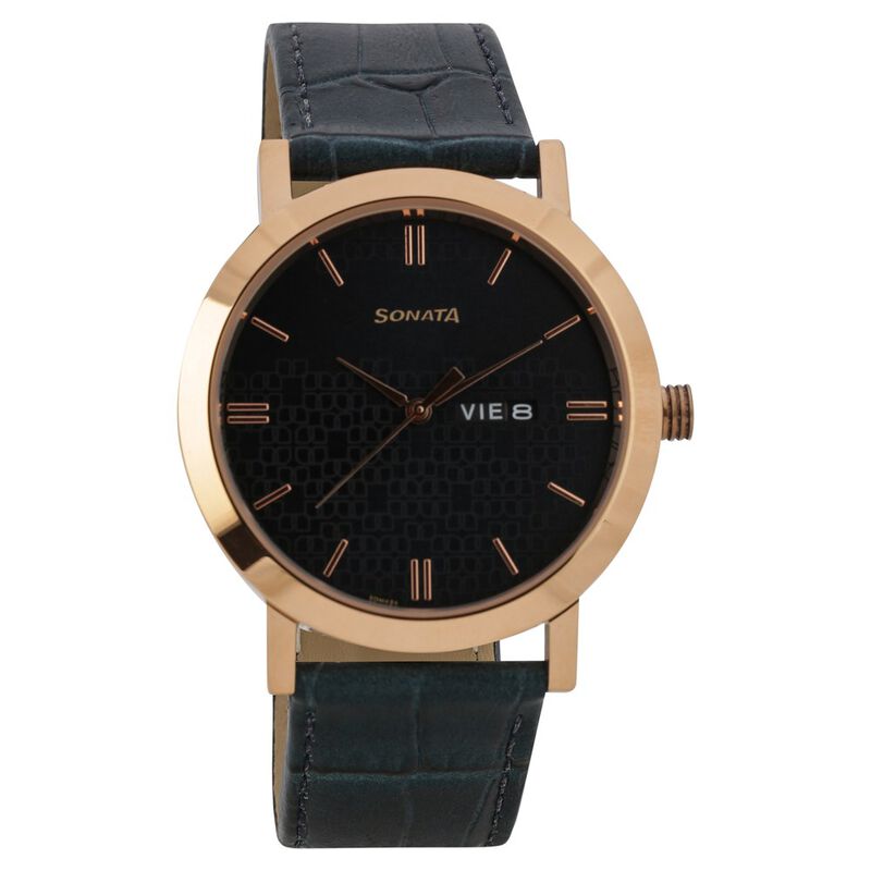 Buy Online Sonata Quartz Analog with Day and Date Green Dial Leather ...