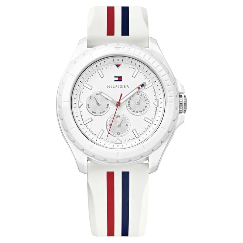 Buy Online Tommy Hilfiger Quartz Chronograph White Dial Silicone Strap ...