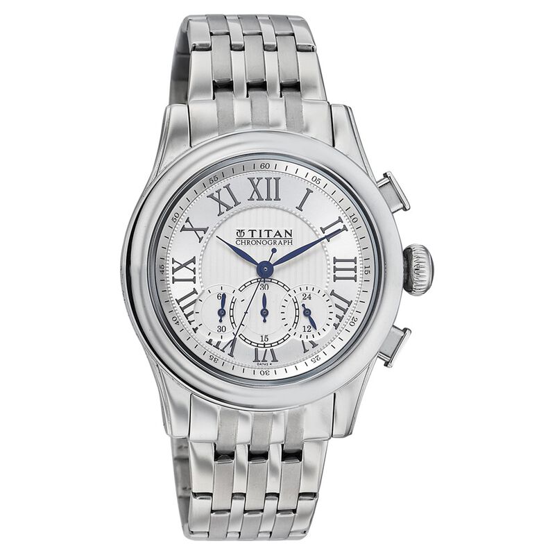 Buy Online Titan Quartz Chronograph Silver Dial Watch for Men ...