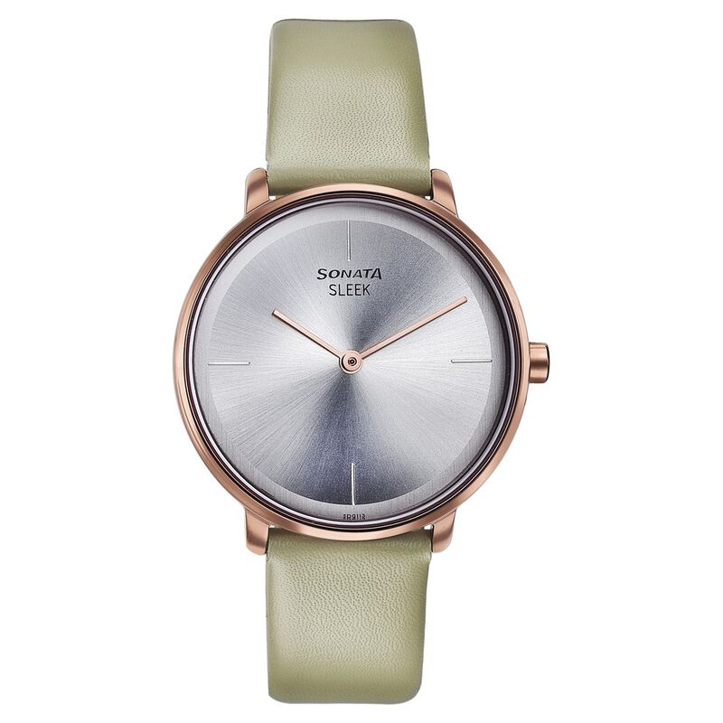 Buy Online Sonata Sleek Quartz Analog Silver Dial Grey Leather Strap ...