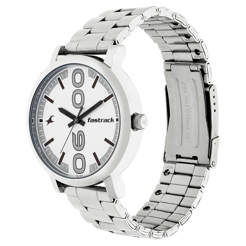Buy Online Fastrack Bold Quartz Analog White Dial Stainless Steel Strap ...