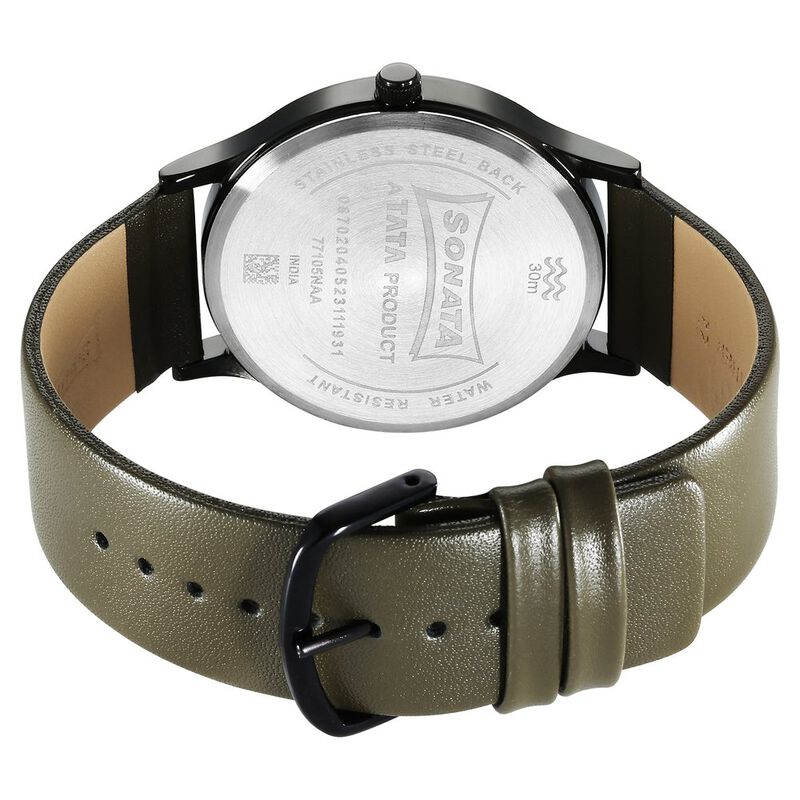 Buy Online Sonata Aspire Quartz Analog Green Dial Leather Strap Watch ...