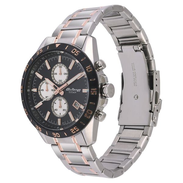Buy Online Titan Quartz Chronograph Black Dial Stainless Steel Strap ...