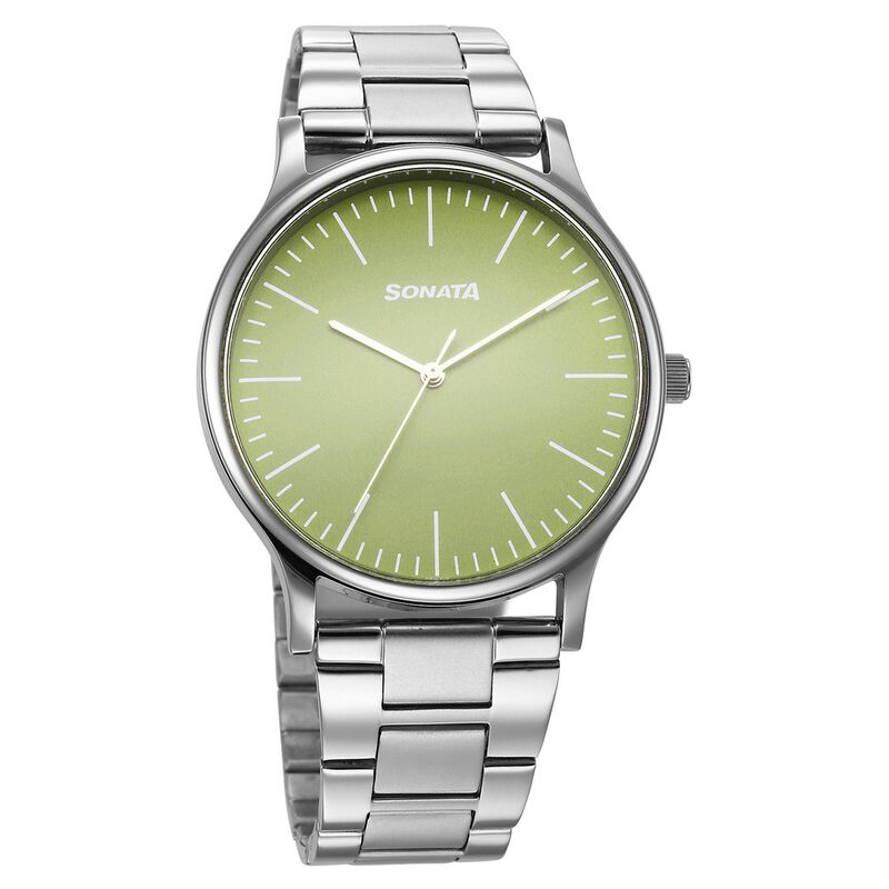 Buy Online Sonata Aspire Quartz Analog Green Dial Stainless Steel Strap ...