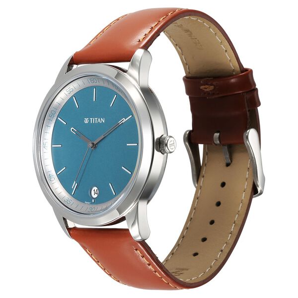 Buy Online Titan Wrist Wit Quartz Analog with Date Blue Dial Leather ...