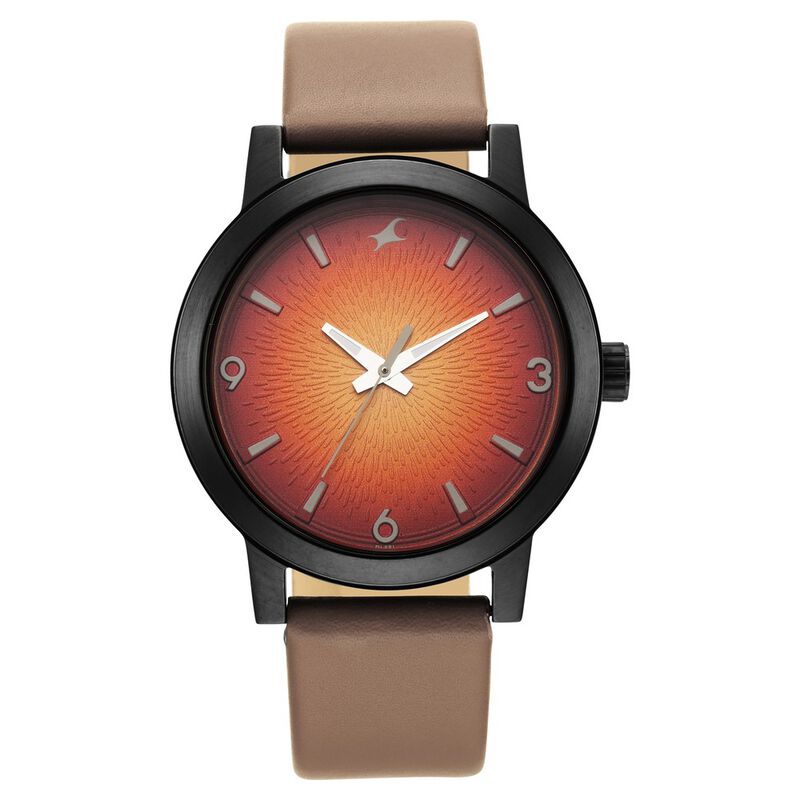 Buy Online Fastrack Stunners Quartz Analog Orange Dial Leather Strap ...