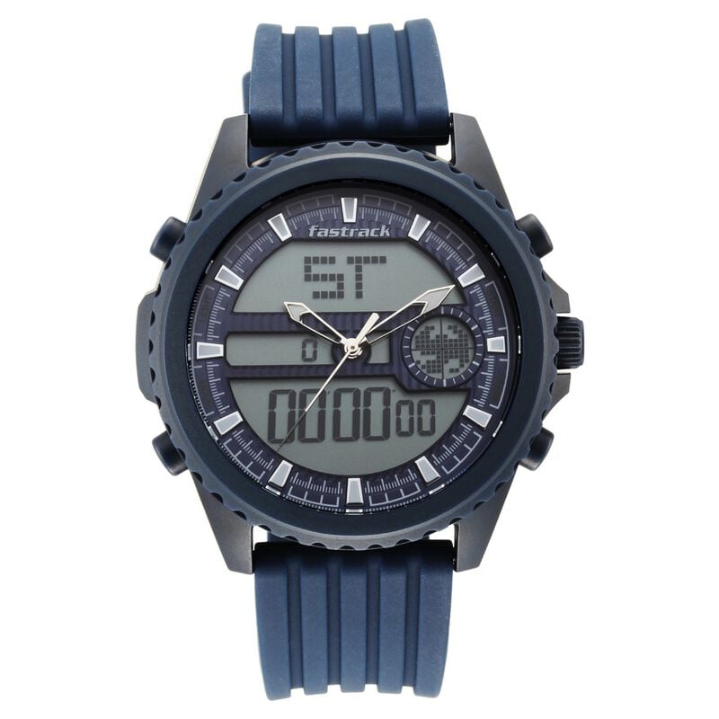 Buy Online Fastrack Streetwear Quartz Analog Digital Blue Dial PU Strap ...