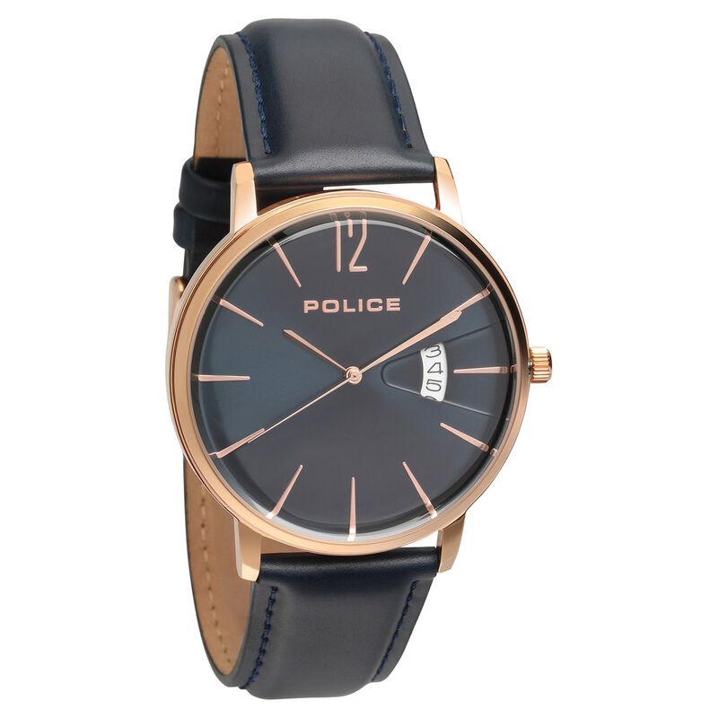 Buy Online Police Quartz Analog with Date Blue Dial Leather Strap Watch ...