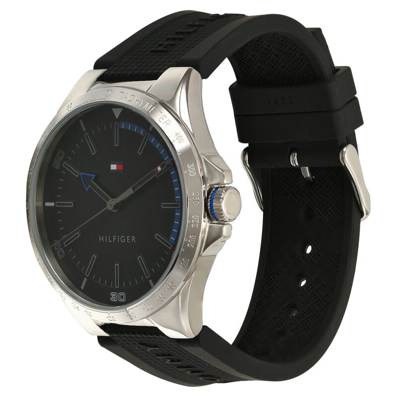 Buy Online Tommy Hilfiger Quartz Analog Black Dial Silicone Strap Watch ...