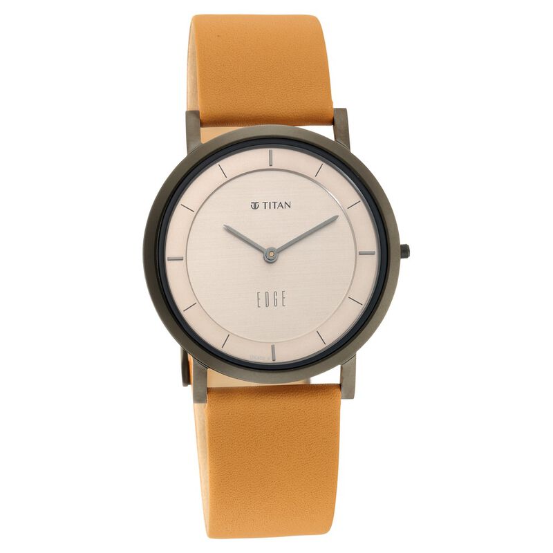 Buy Online Titan Edge Beige Dial Analog Leather Strap watch for Men ...