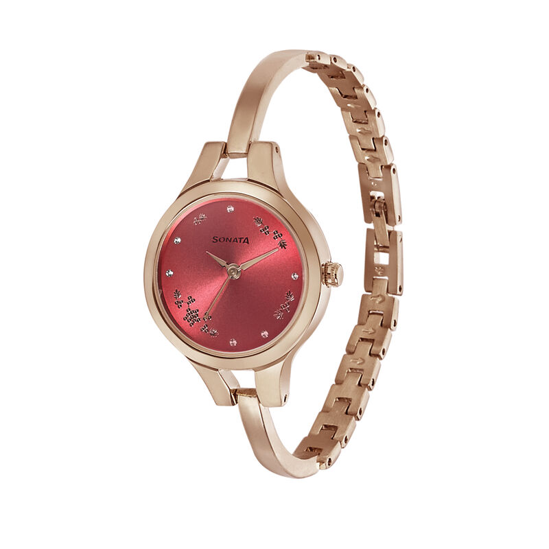 Buy Online Sonata Wedding Pink Dial Women Watch With Stainless Steel ...