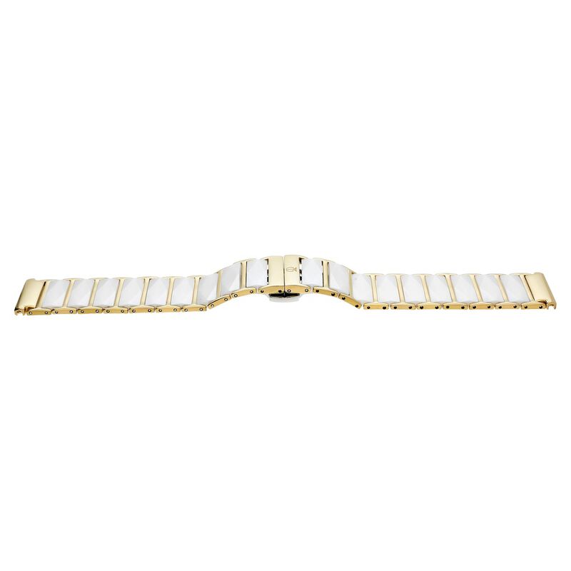 Buy Online 20 mm White & Golden Ceramic & Metal Strap for Men ...