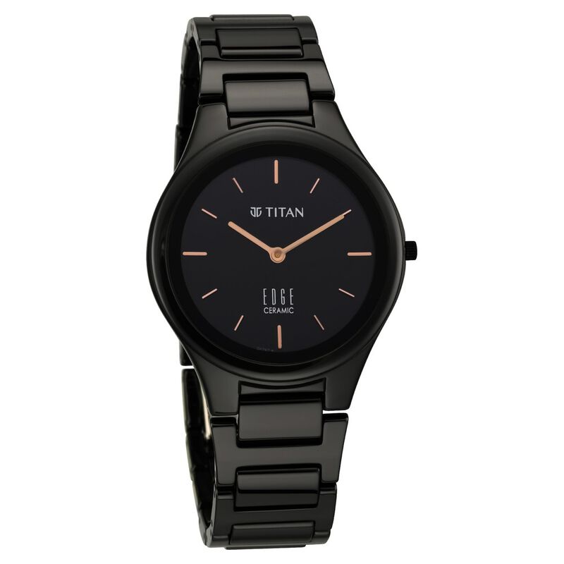 Buy Online Titan Edge Ceramic Quartz in Glossy Black Dial Watch for ...