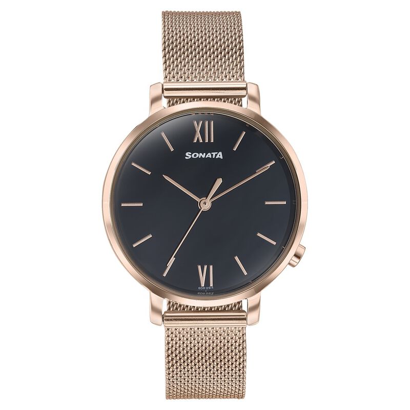 Buy Online Sonata Elegent Essentials Quartz Analog Black Dial Stainless Steel Strap Watch For ...