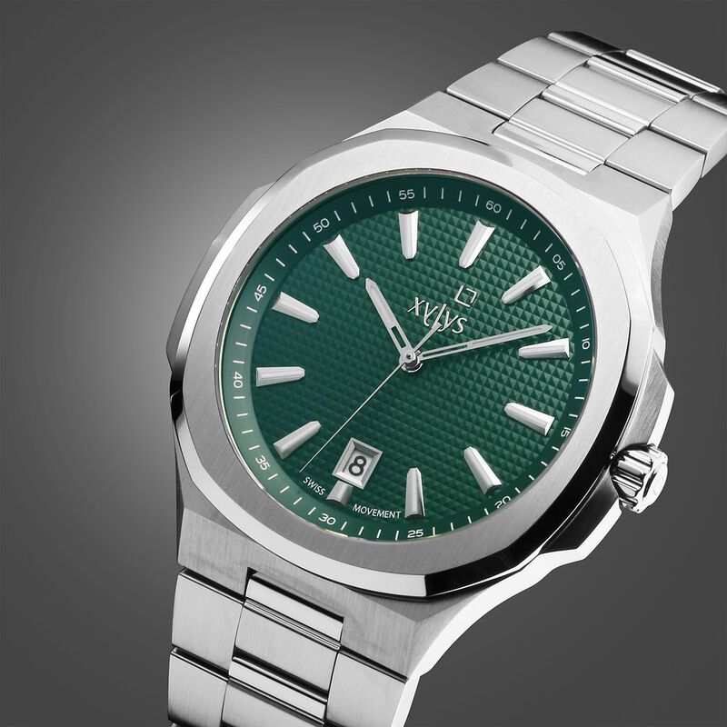 Buy Online Xylys Quartz Analog with Date Green Dial Silver Stainless ...