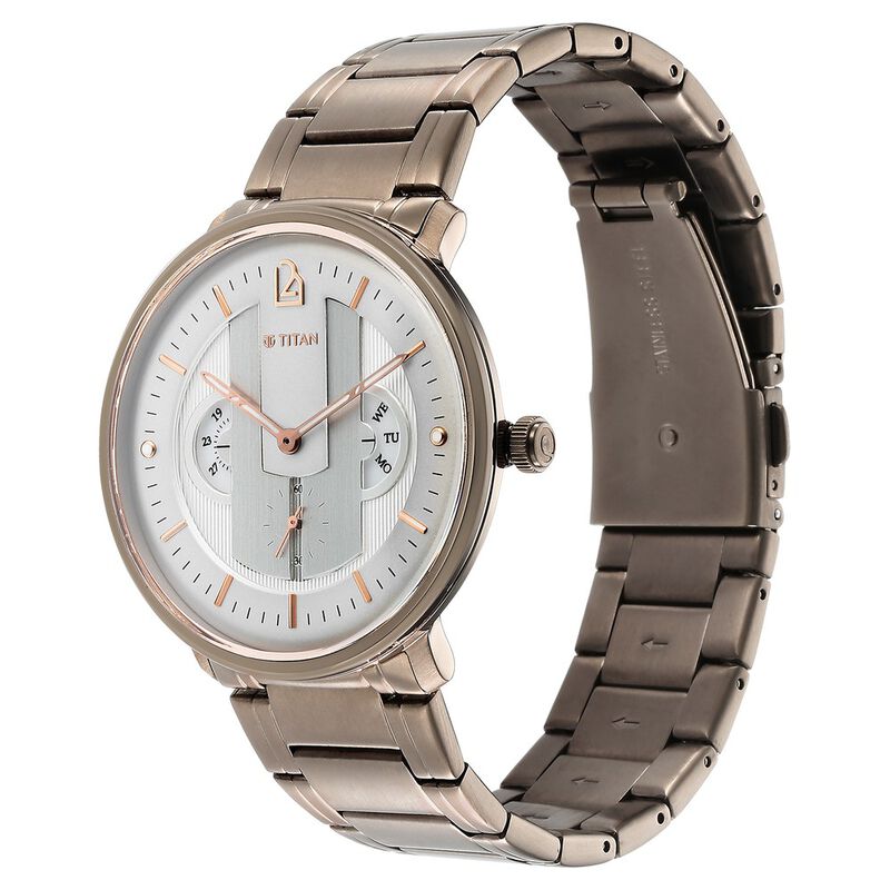 Buy Online Titan Quartet Grey Dial Quartz Multifunction Stainless Steel ...