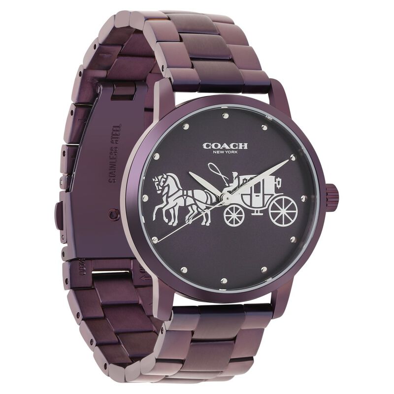 Buy Online Coach Quartz Analog Purple Dial Stainless Steel Strap Watch ...