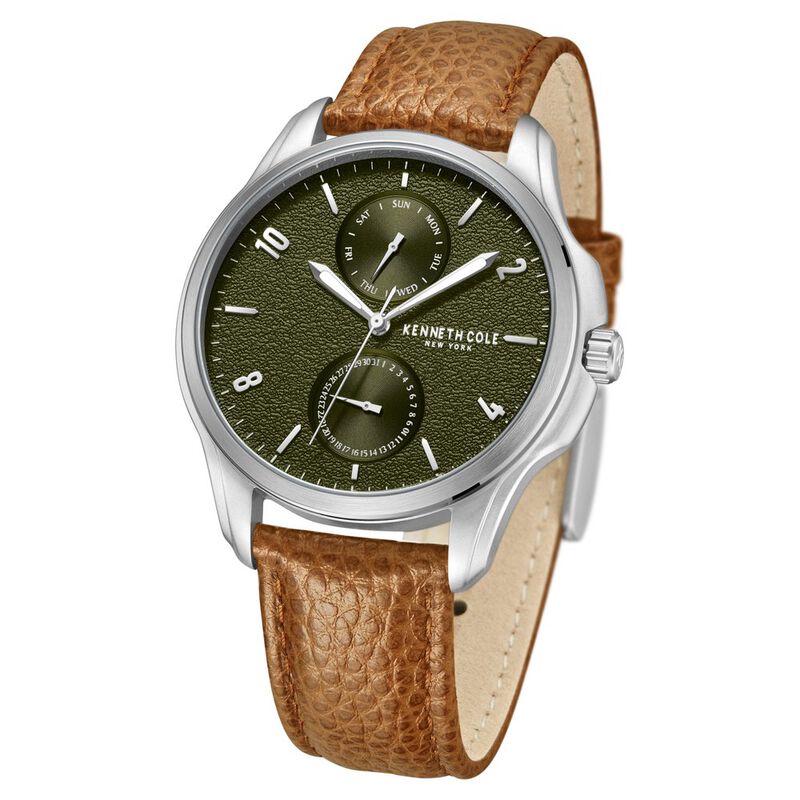 Buy Online Kenneth Cole Quartz Multifunction Green dial Leather Strap ...