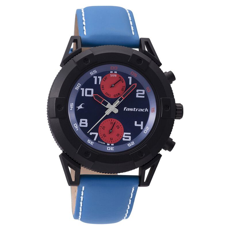 Buy Online Fastrack Modular Quartz Analog Blue Dial Leather Strap Watch ...