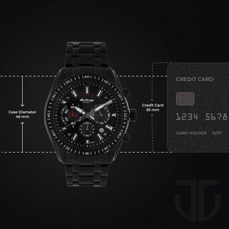 Buy Online Titan Quartz Chronograph Black Dial Stainless Steel Strap ...