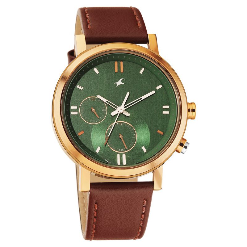 Buy Online Fastrack Tick Tock Quartz Analog Green dial Leather Strap ...