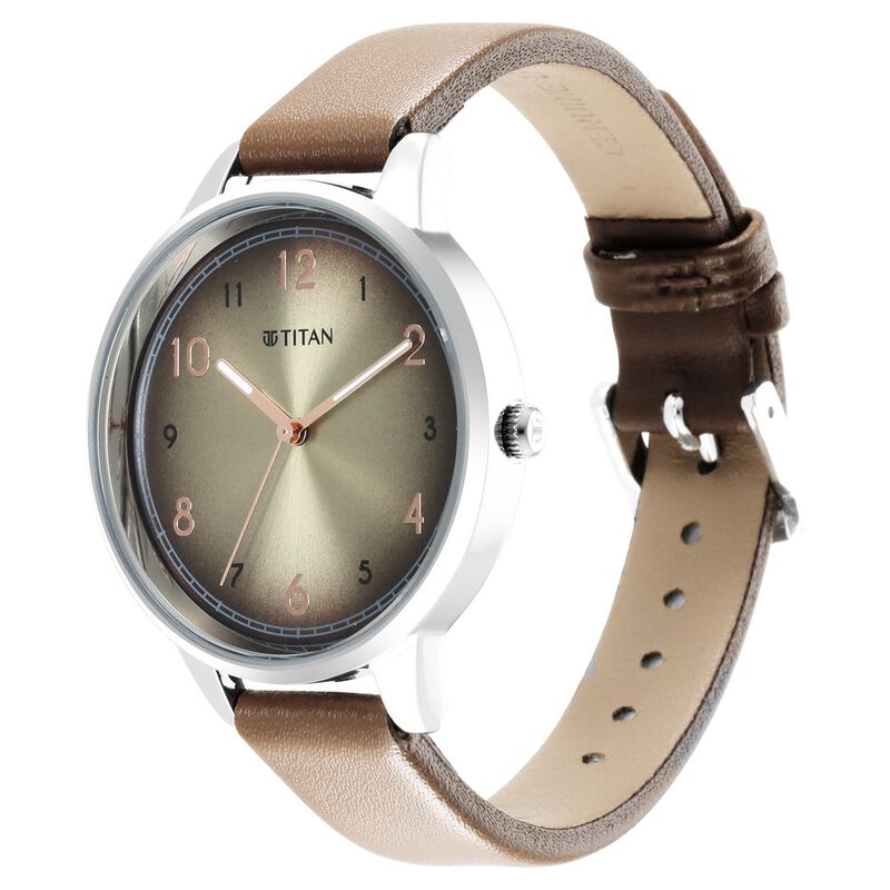 Buy Online Titan Trendsetters Beige Dial Women Watch With Leather Strap ...