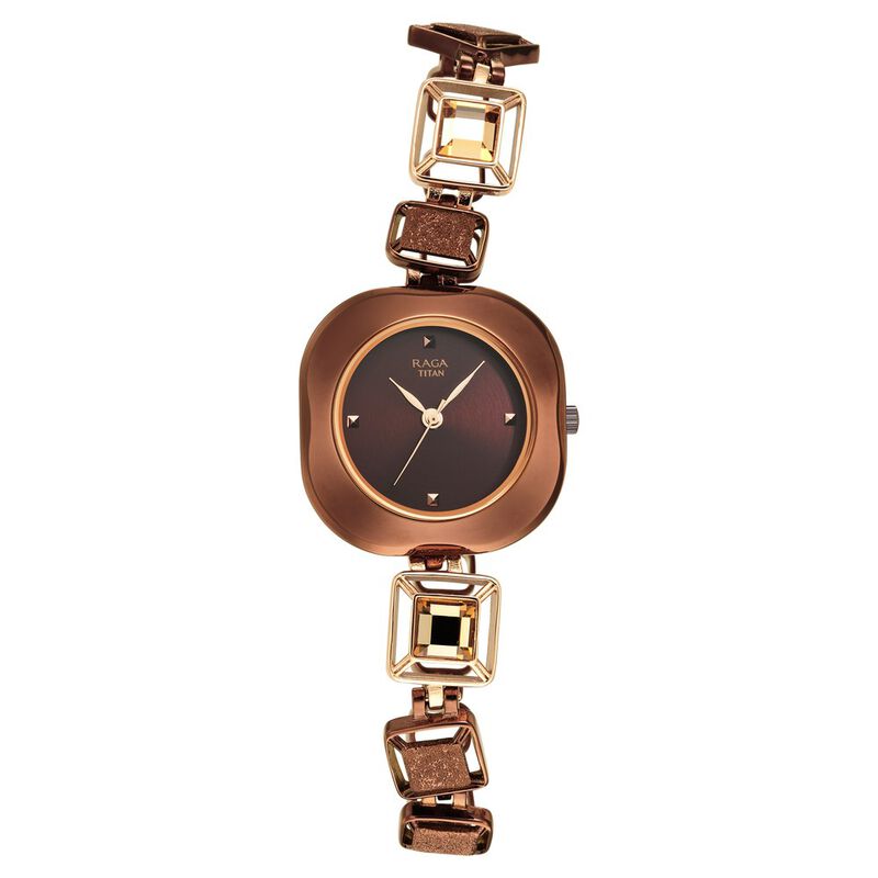 Buy Online Titan Raga Love All Brown Dial Analog Metal Strap watch for ...