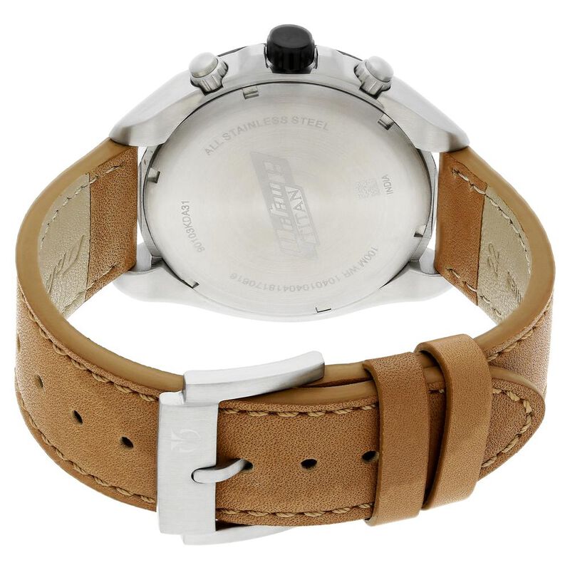 Buy Online Titan Octane White Dial Chronograph Leather Strap watch for ...