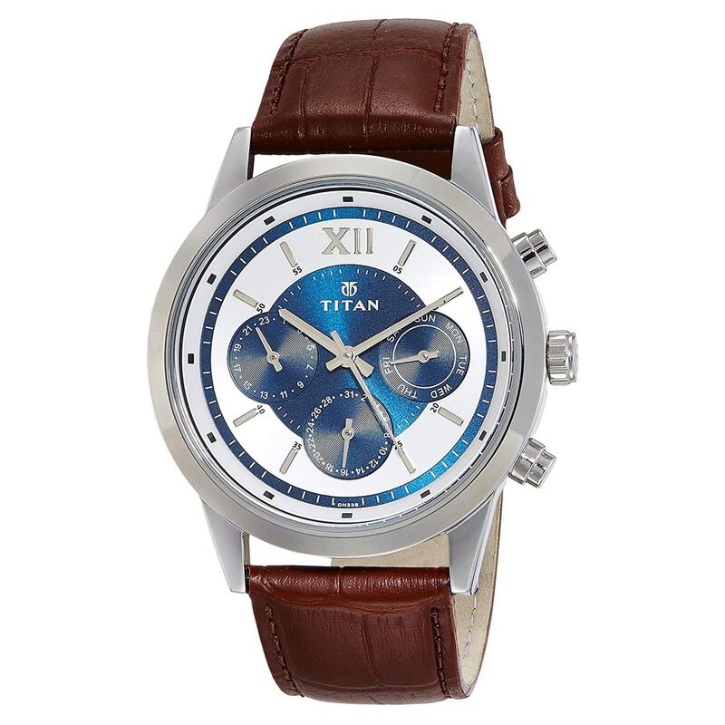 Buy Online Titan Men Blue Dial Analog Leather Strap watch for Men ...