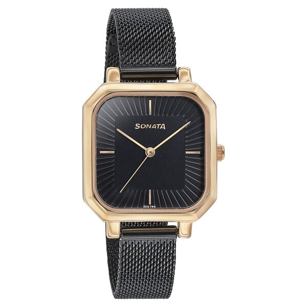 Buy Online Sonata Modern Edit Quartz Analog Black Dial Black Stainless ...